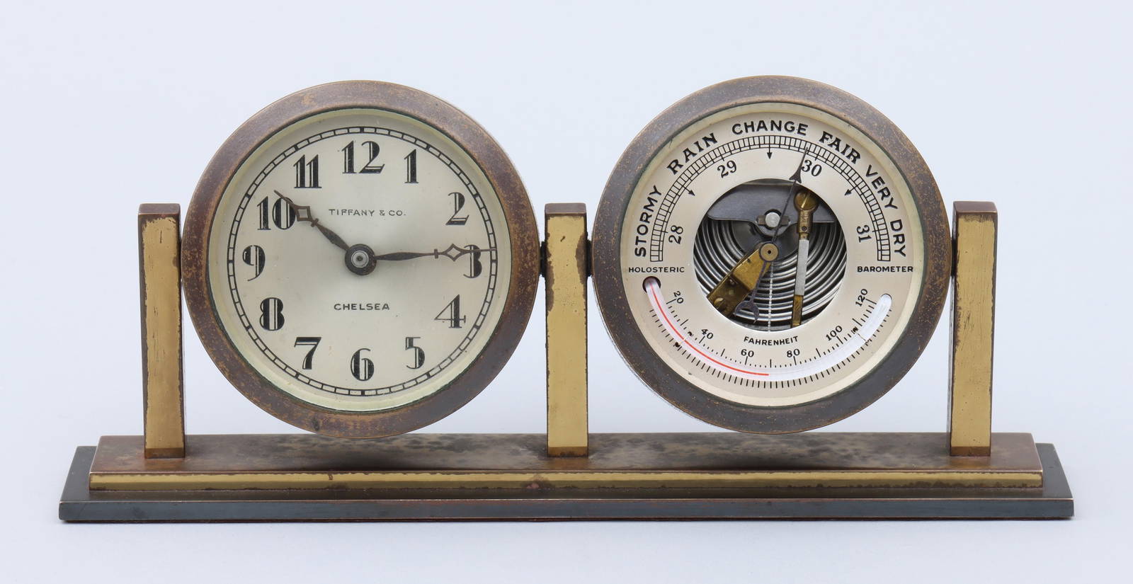 Tiffany And Chelsea Desk Clock And Barometer Auction