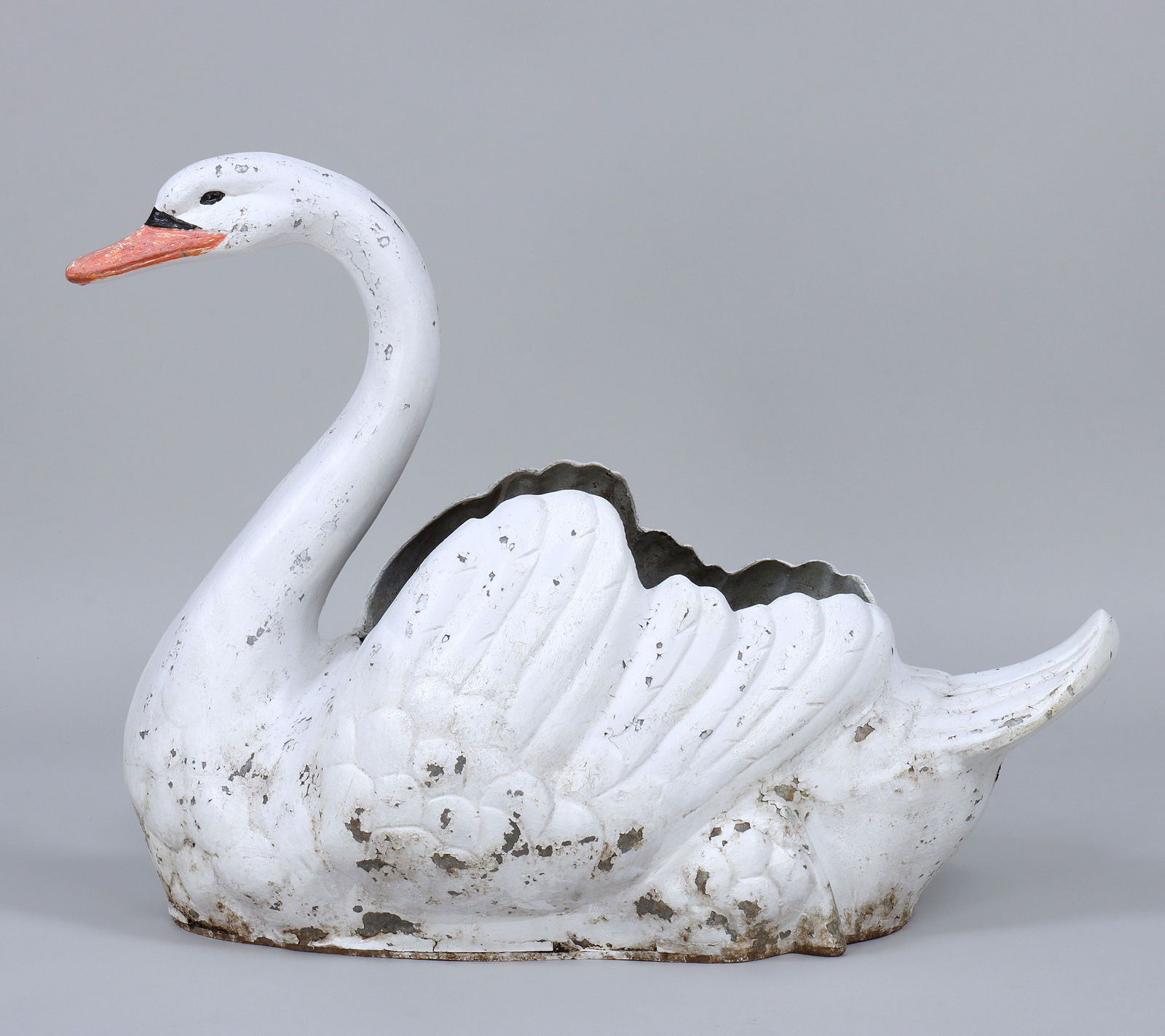 Large Cast Aluminum Swan Planter Auction