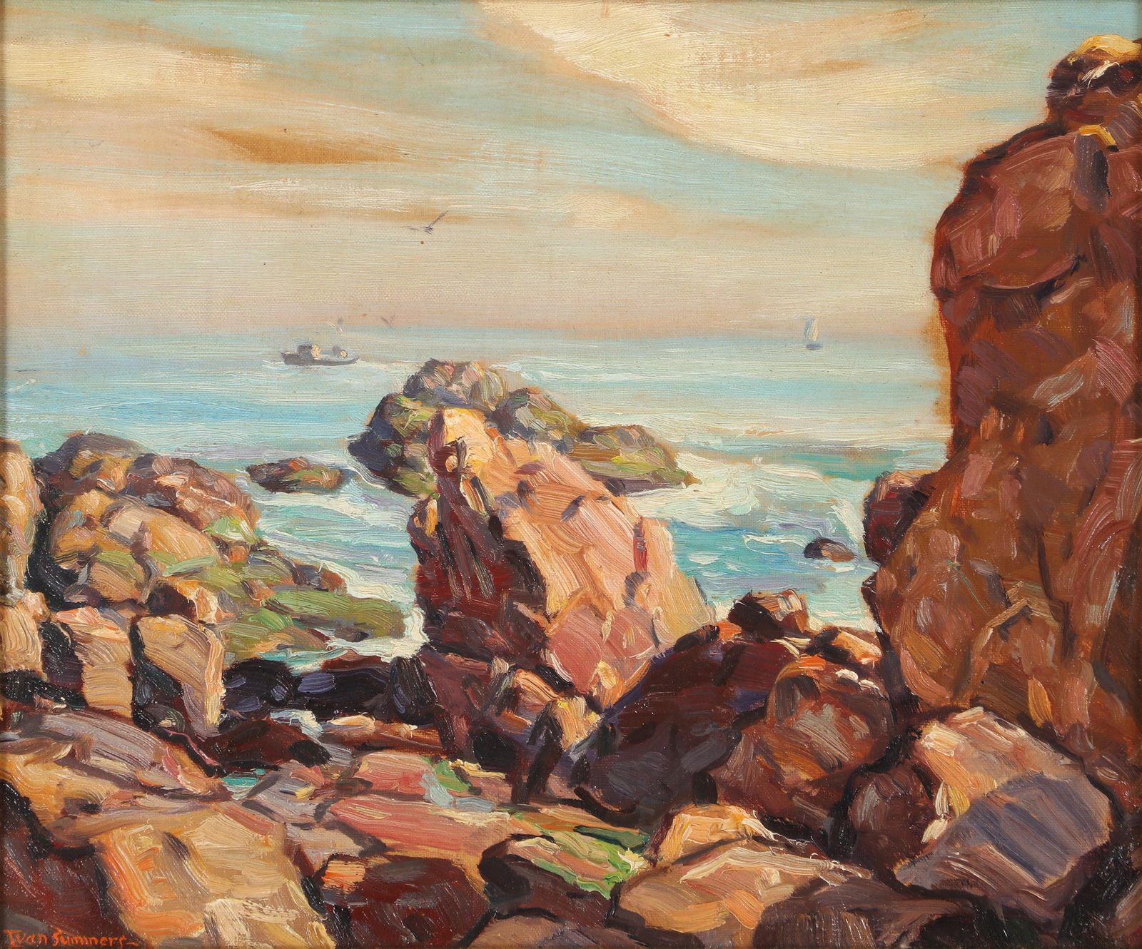 Ivan F. Summers (american 1886-1964), Rocky Coastal Landscape Auction
