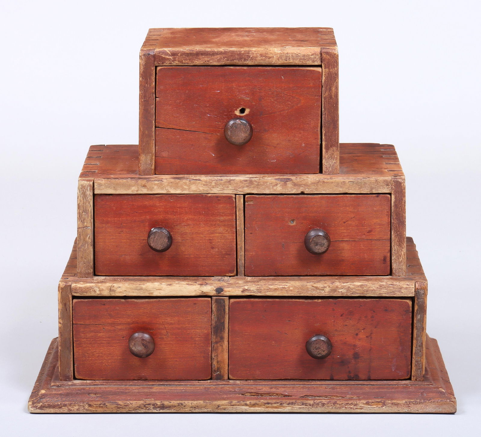 19th Century American Red-painted Spice Box Auction