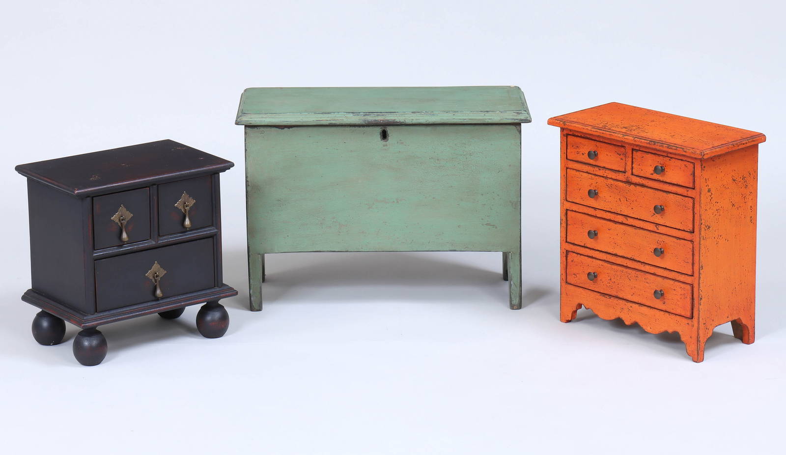 Group Of (3) Contemporary Painted Miniature Chests Auction