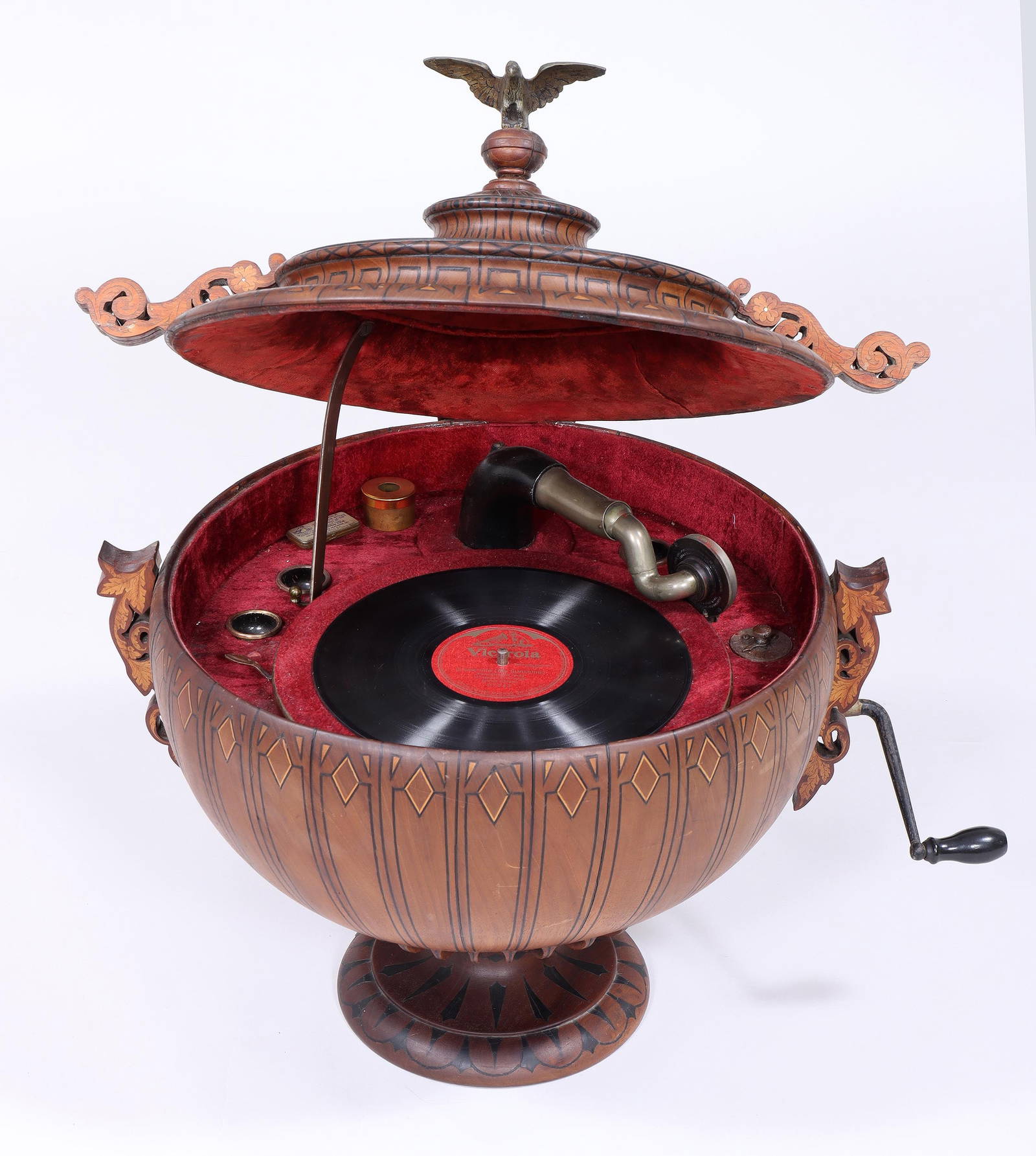 Folk Art Parquetry And Marquetry Phonograph Auction