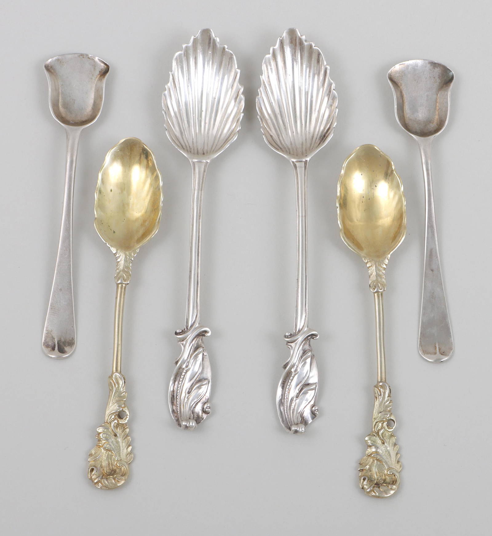 A Group Of (6) Mid-18th Century Fancy English Spoons. Auction
