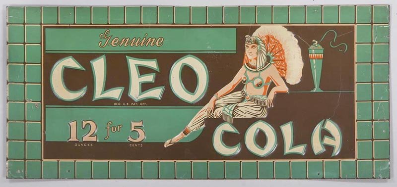 Cleo Cola tin advertising sign