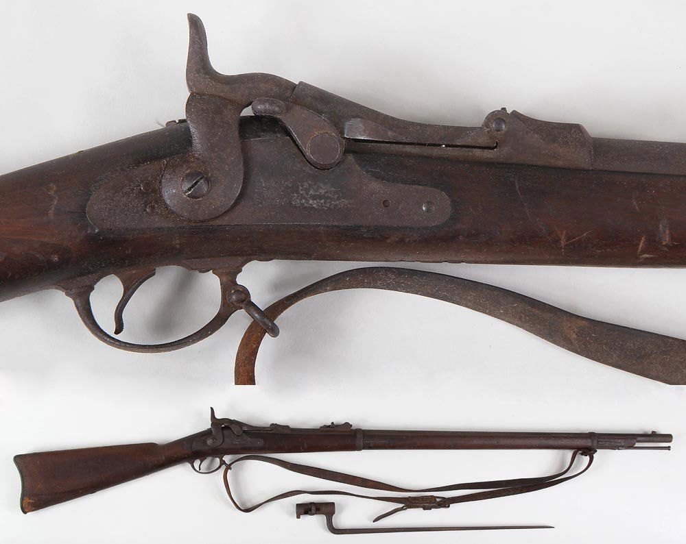 Springfield 1878 Trapdoor rifle in 45-70 with bayonet.