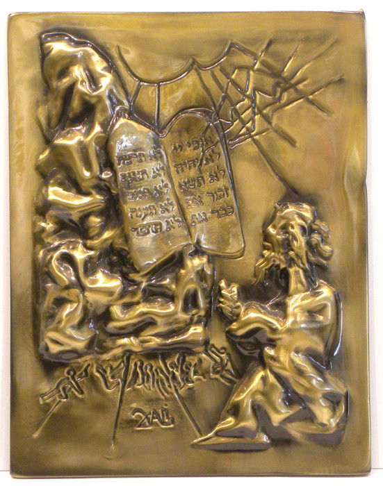 4055: Dali Moses & 10 Commandments Bas Relief Sculpture