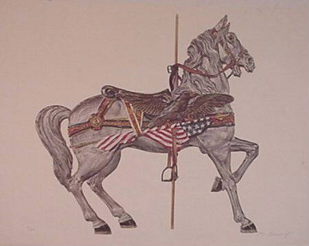 Merv Corning Carousel Horse Sign/ Numbe