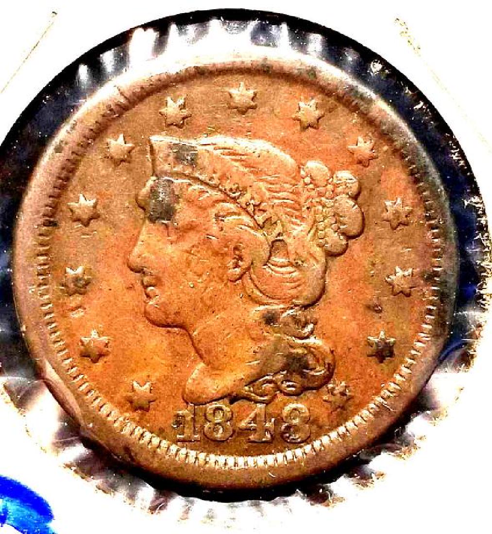 1848 Large Braided Hair One Cent
