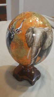 Signed "s. Cameron" Ostrich Egg