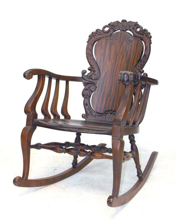 266: RJ Horner Dolphin Carved Rocking Chair