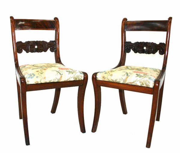 Pr American Federal Side Chairs With Carved Cornaco