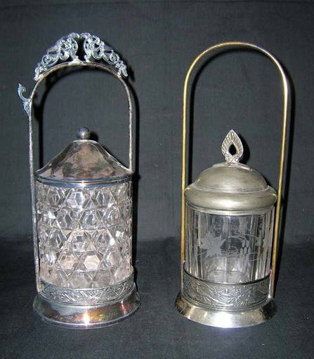 Pair Victorian Pickle Casters 10"h