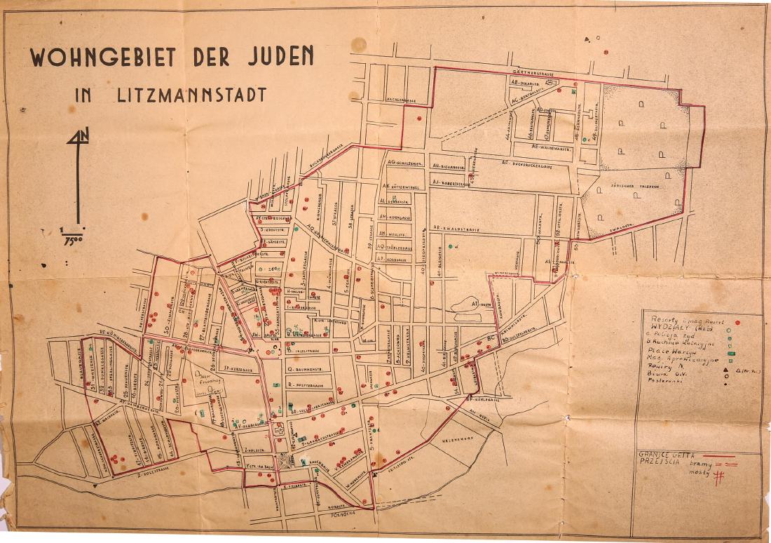 A Handwritten Map of the Lodz Ghetto - Early 1940's