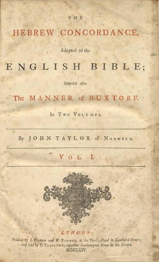 Biblical Concordance, London 1756 1757. Two Volumes