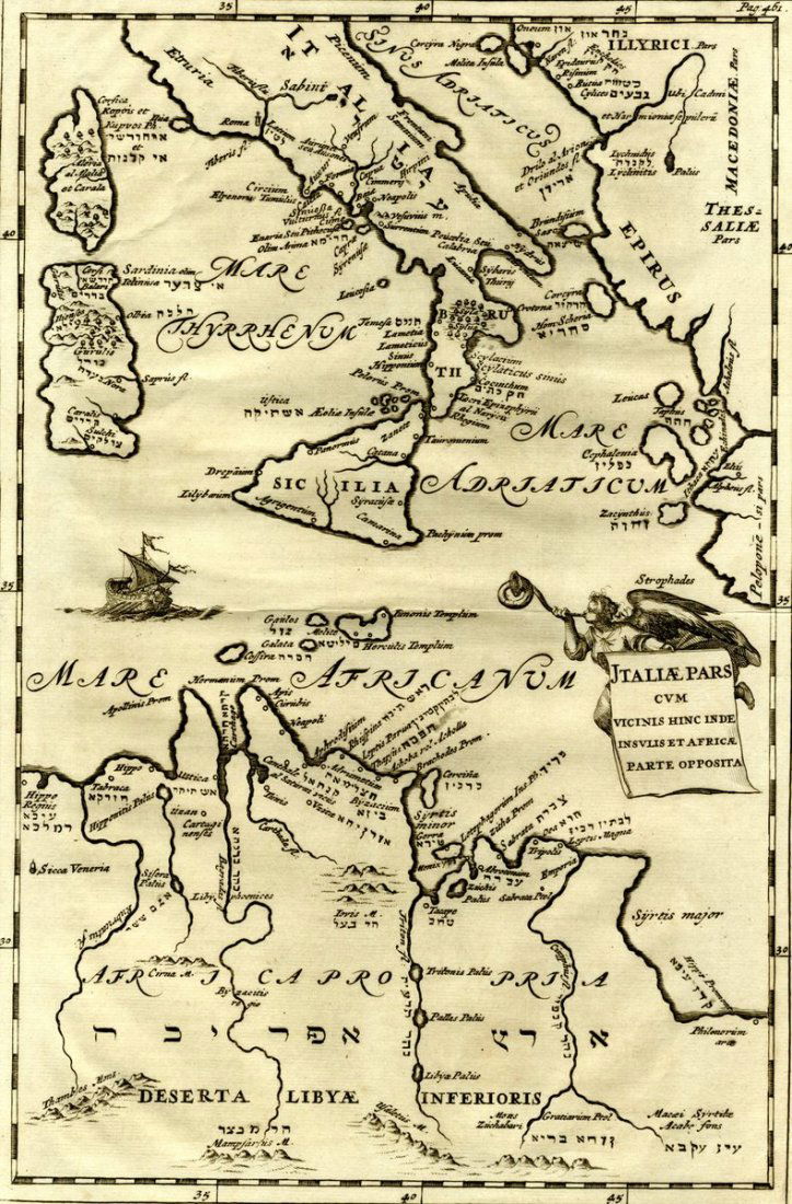 Map of Italy and its Neighbors with Names of Places in