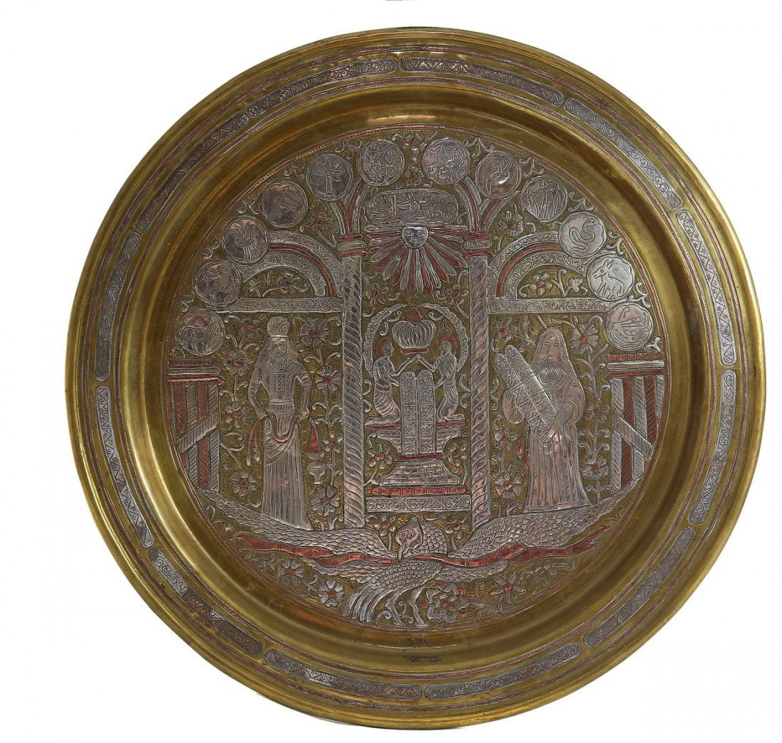Damascene copper plate. Damascus, start of 20th century