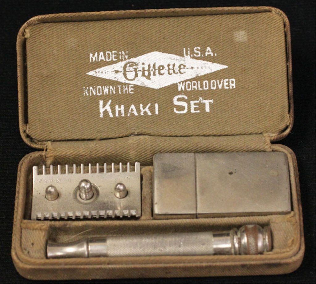 US Military Issue Gillette Khaki Shaving Set