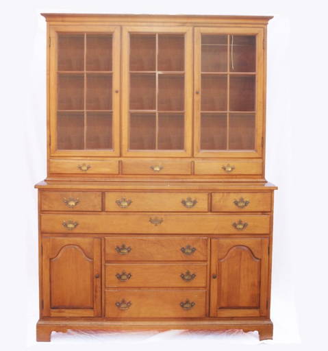 Two Piece Maple Breakfront With Glass Doors