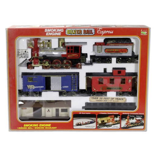 Bright Smoking Engine Silver Rail Express Train