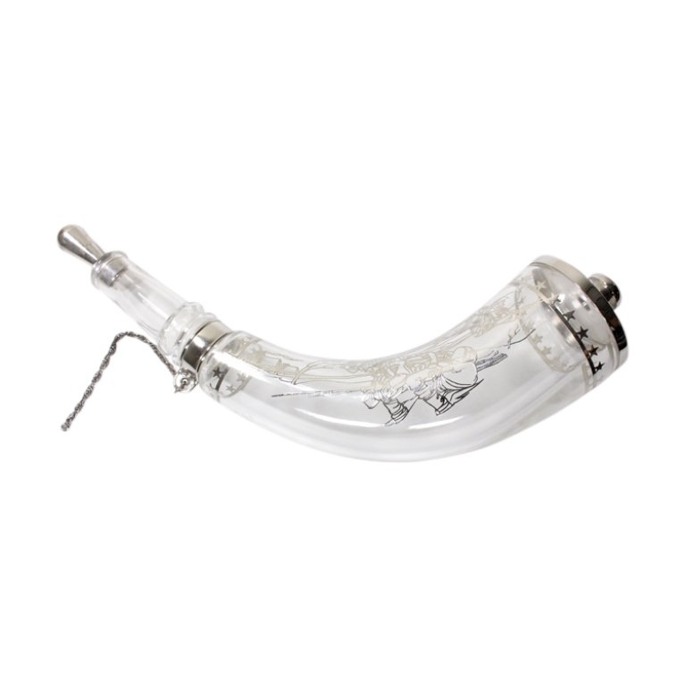 Baccarat Sterling and Glass Powder Horn