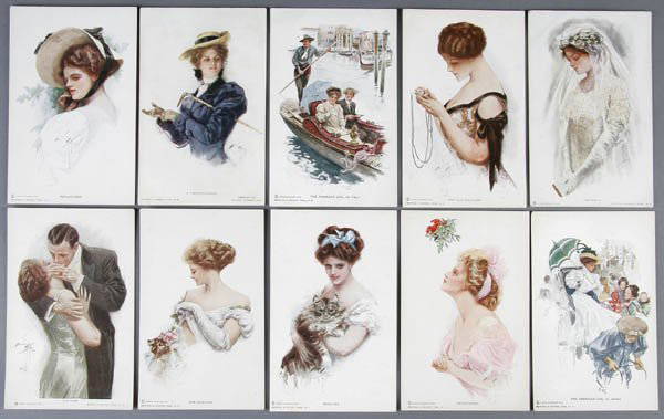83 Harrison Fisher Postcards From Various Series
