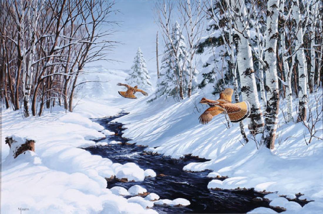 ORIGINAL DAVID MAASS WINTER WILDLIFE PAINTING