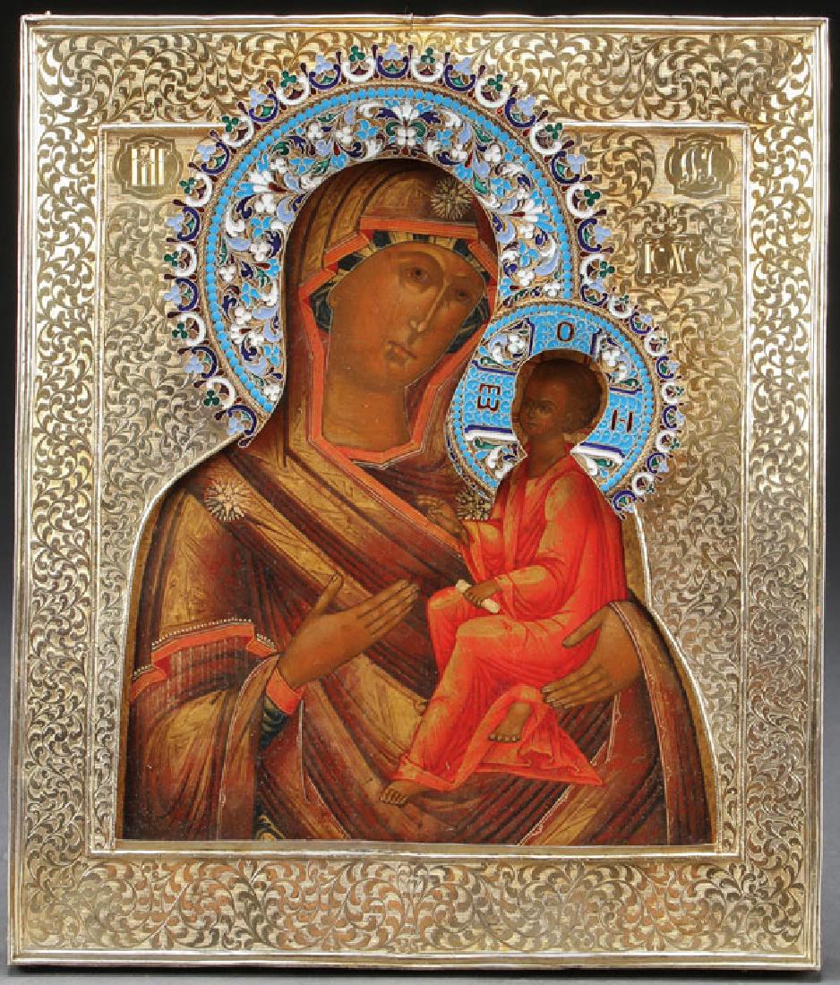 A RUSSIAN ICON OF THE TIKHVIN MOTHER OF GOD