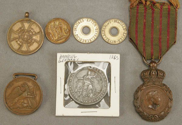 A Pair Of German Tokens And 5 Medals Includes ''f