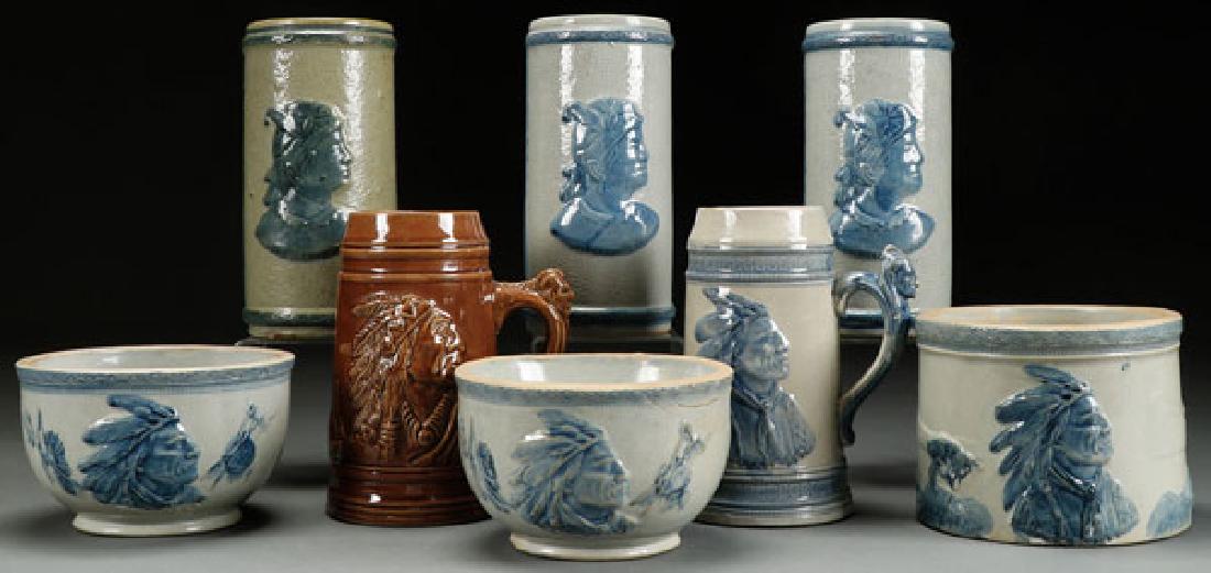 A Seven Piece Group Of "sleepy Eye" Stoneware