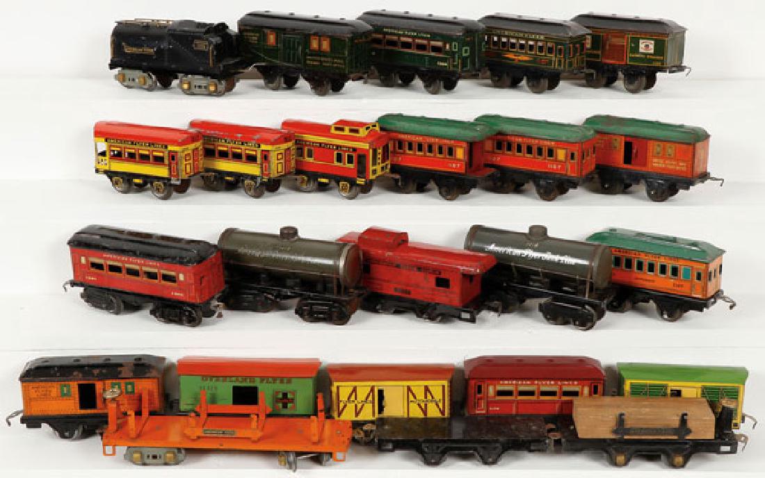 A Collection Of American Flyer O Gauge Train Cars