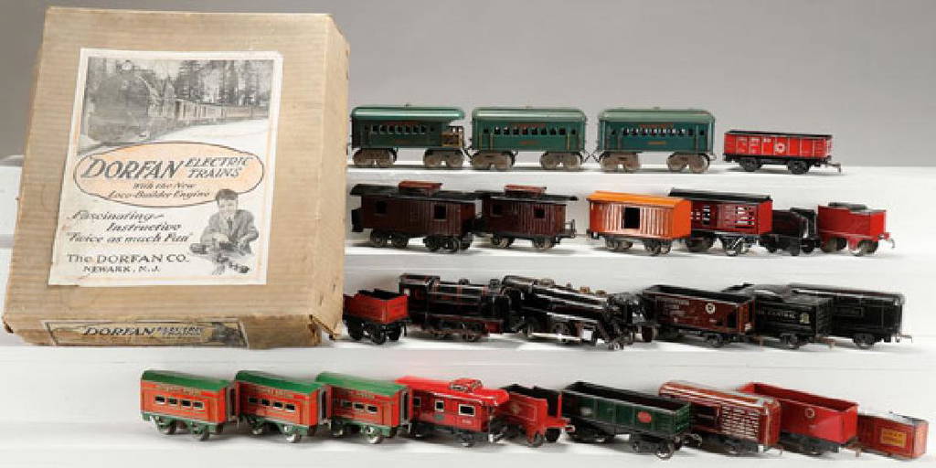 26 Piece Group Of Early Model Tin Plate Toy Train