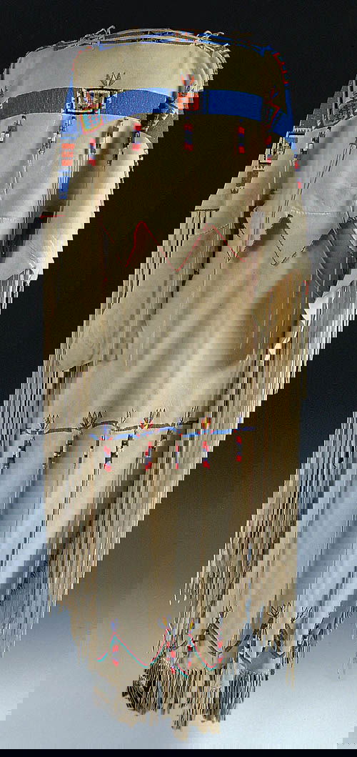 146: A VERY FINE LADIES CHEYENNE BEADED BUCKSKIN DRESS