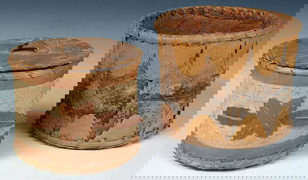 Two Woodlands Birch Bark Containers Including A L