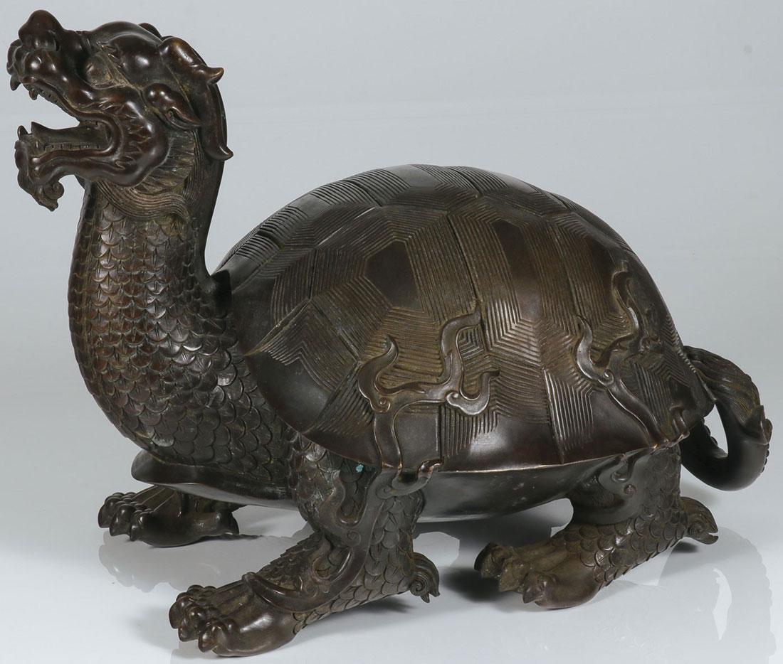 A LARGE AND IMPRESSIVE CHINESE BRONZE BIXI