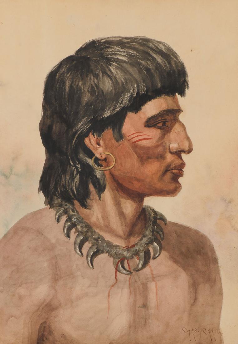 GREAT NATIVE AMERICAN PAINTING CHARLES CRAIG C.1910