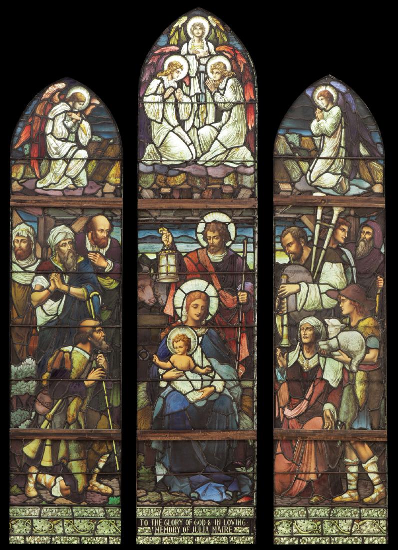 EXCEPTIONAL STAINED GLASS WINDOW OF THE NATIVITY