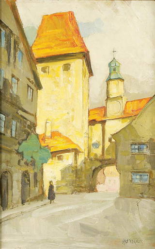 Knut Norman (swedish 1896 1977) Cityscape With Su