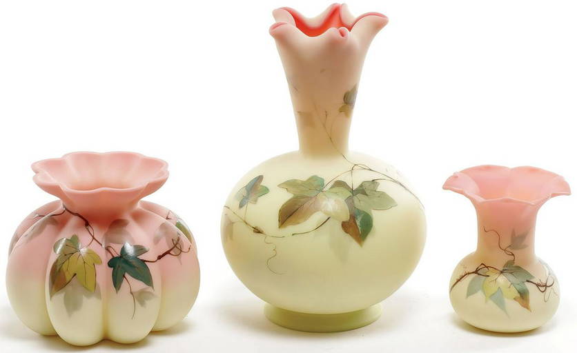 Three Webb Burmese Vases