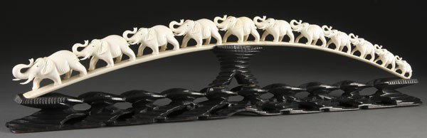 210: ASIAN CARVED IVORY ELEPHANT TUSK