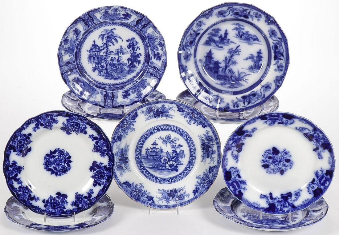 9 Pieces Flow Blue Dinner Ware
