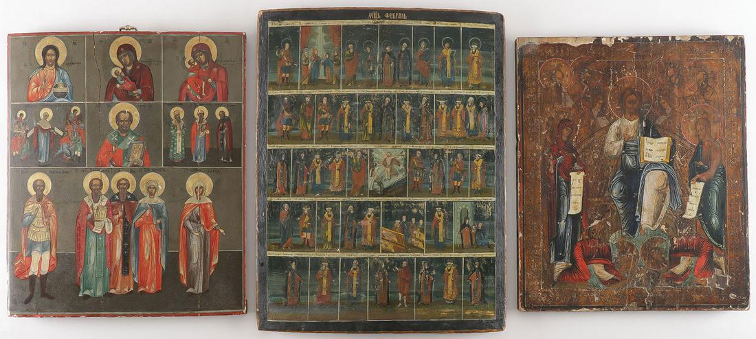 Three Large Russian Icons 19th Century