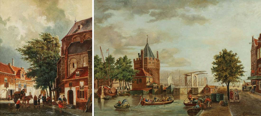 Pair Original Dutch Oil Paintings