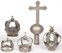 Spanish Colonial Silver Crowns & Cross