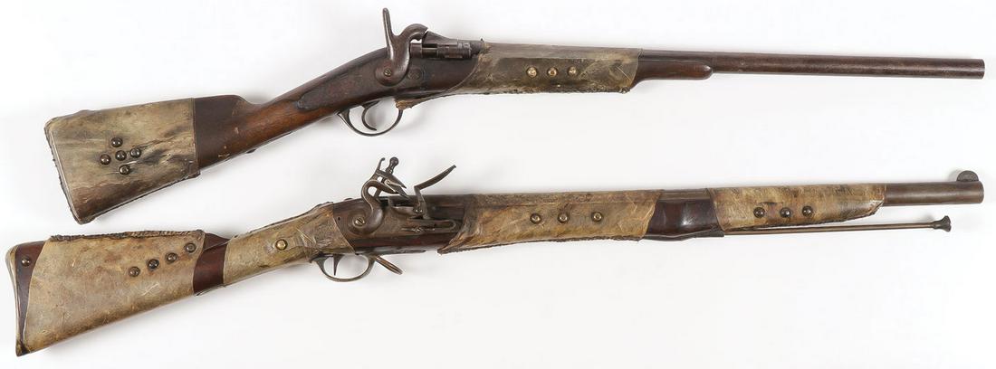 Pair Of Plains Hide Decorated Rifles