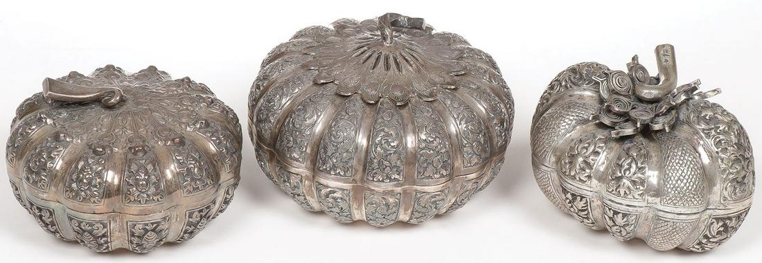 THREE CAMBODIAN SILVER BETEL BOXES C. 1900- - Dec 14, 2022 | Jackson's ...