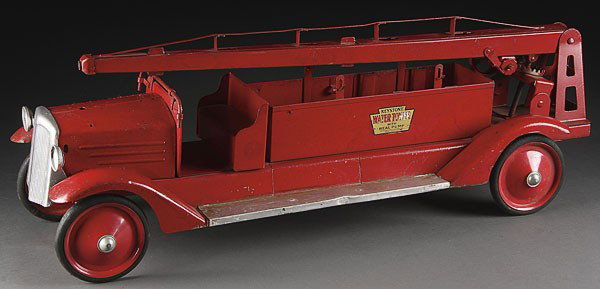 760: A KEYSTONE PRESS STEEL TOY WATER TOWER FIRE ENGINE
