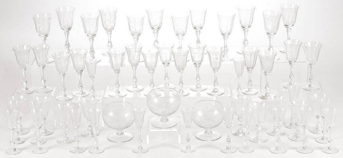 245 Pc Set Of Cambridge Rose Point Crystal Auction