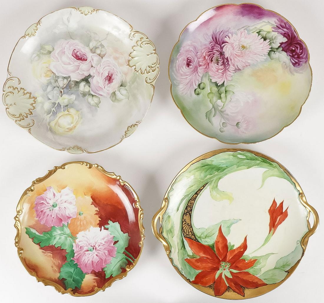 4 Large Hand Painted Chargers Auction