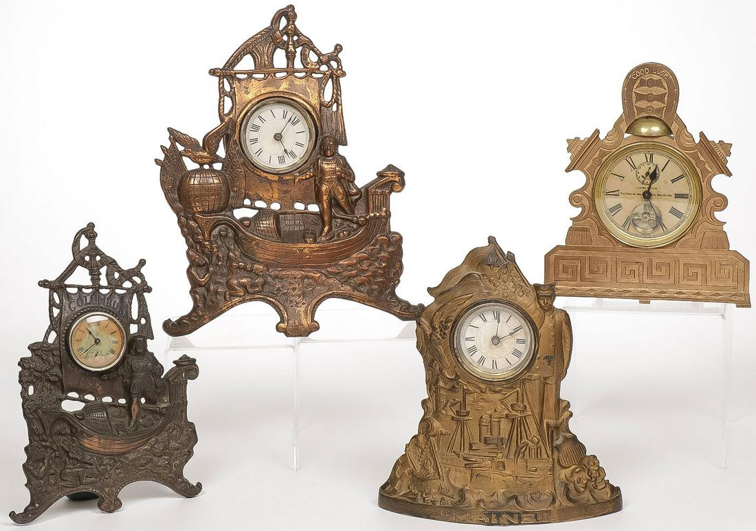 Four Novelty Mantle Clocks Auction