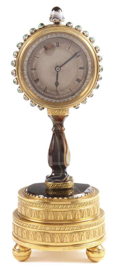 4: RUSSIAN FABERGE INSCRIBED CLOCK, C.1870
